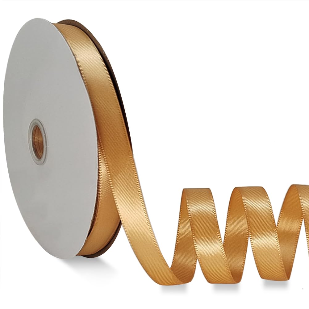 Amazon.com: OZXCHIXU Old Gold Satin Ribbon Double Faced Satin 1/2 inch ...