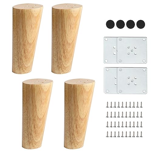 DBREAKS Wooden Furniture Feet, Pack of 4 Solid Wood Conical Slanted ...