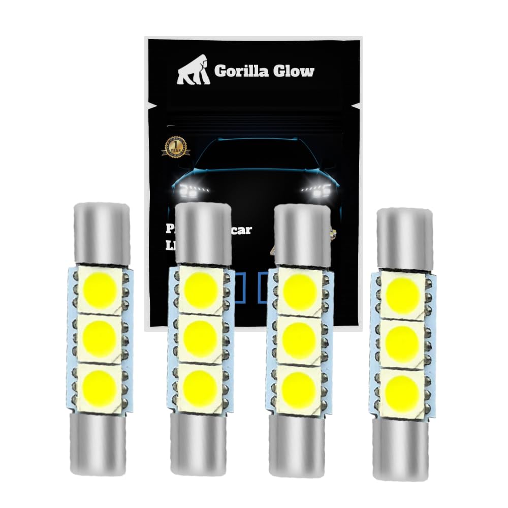 Gorilla Glow 28mm 29mm 6000K Fuse Festoon LED White Lights Bulbs for ...
