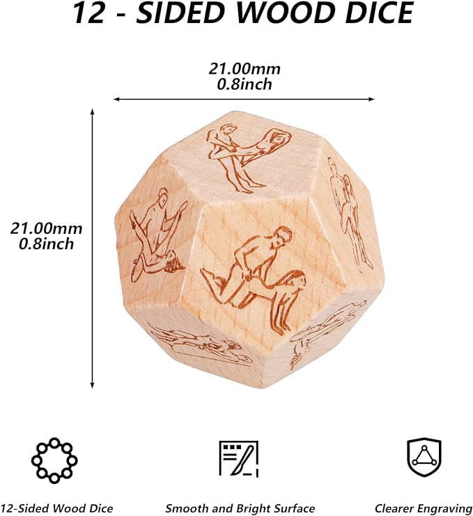 Date Night Dice 12-Sided Wood Food Choice Dice for Couples Valentines ...