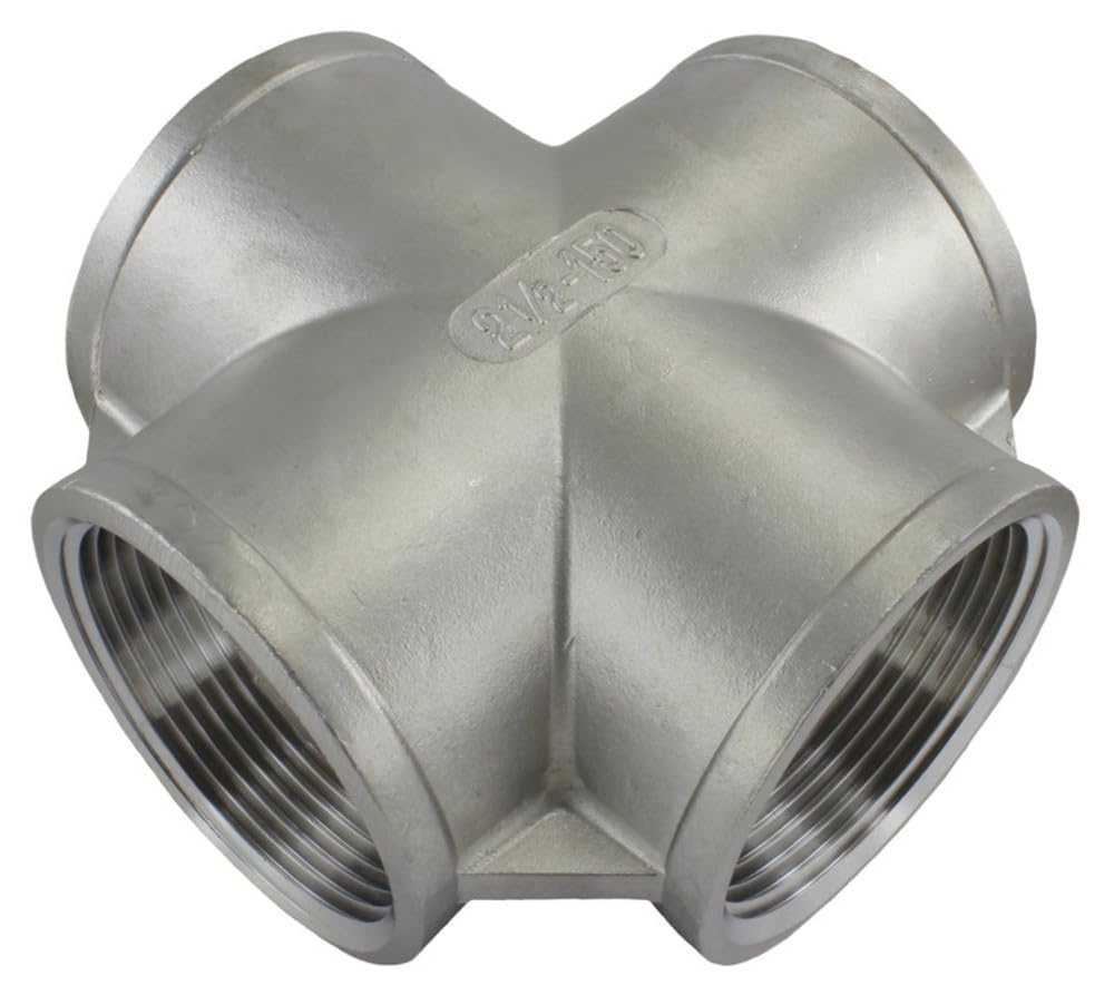 Snapklik.com : Duda Energy Cross 2-1/2" Female NPT Stainless Steel Pipe ...