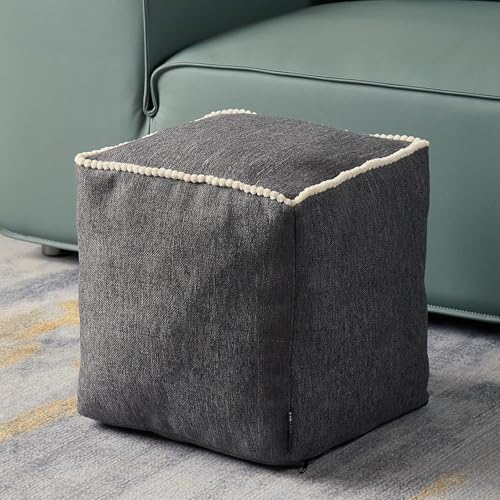 Unstuffed Cube Ottoman Pouf Cover, Pouf Ottoman Foot Rest Footstool ...