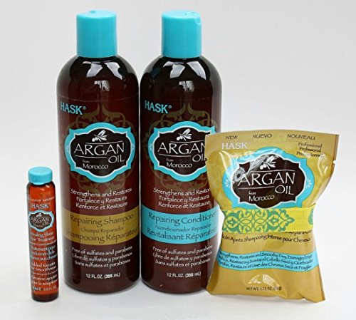 Amazon.com : Hask Argan Oil Haircare Set (Repairing Shampoo 12oz ...
