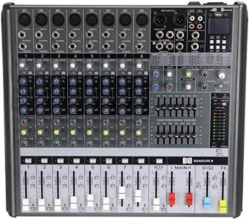 MX SIGNATURE Live Audio Mixer 8 Channel Professional Mixer with USB ...