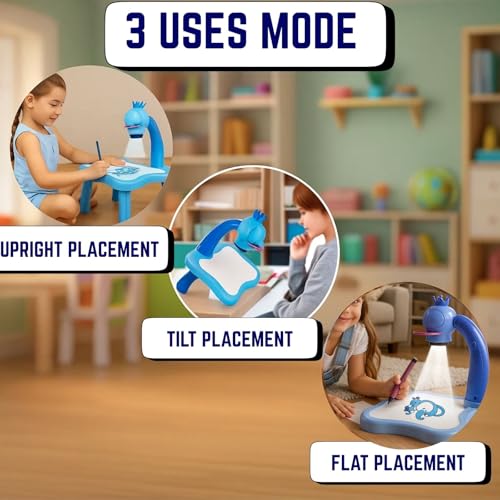 GRAPHENE Drawing Projector Table Set Blue Led Drawing Board for Kids ...