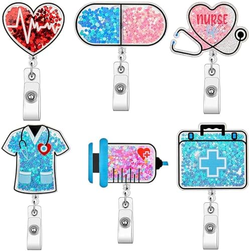 Amazon.com: 9pcs Nurse Badge Reel Nurse Retractable Holder Bling ...
