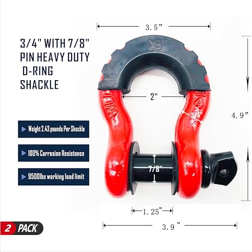 Snapklik.com : HOUERT D-Ring Shackle 3/4 2 Pack Clevis Shackles Rugged ...