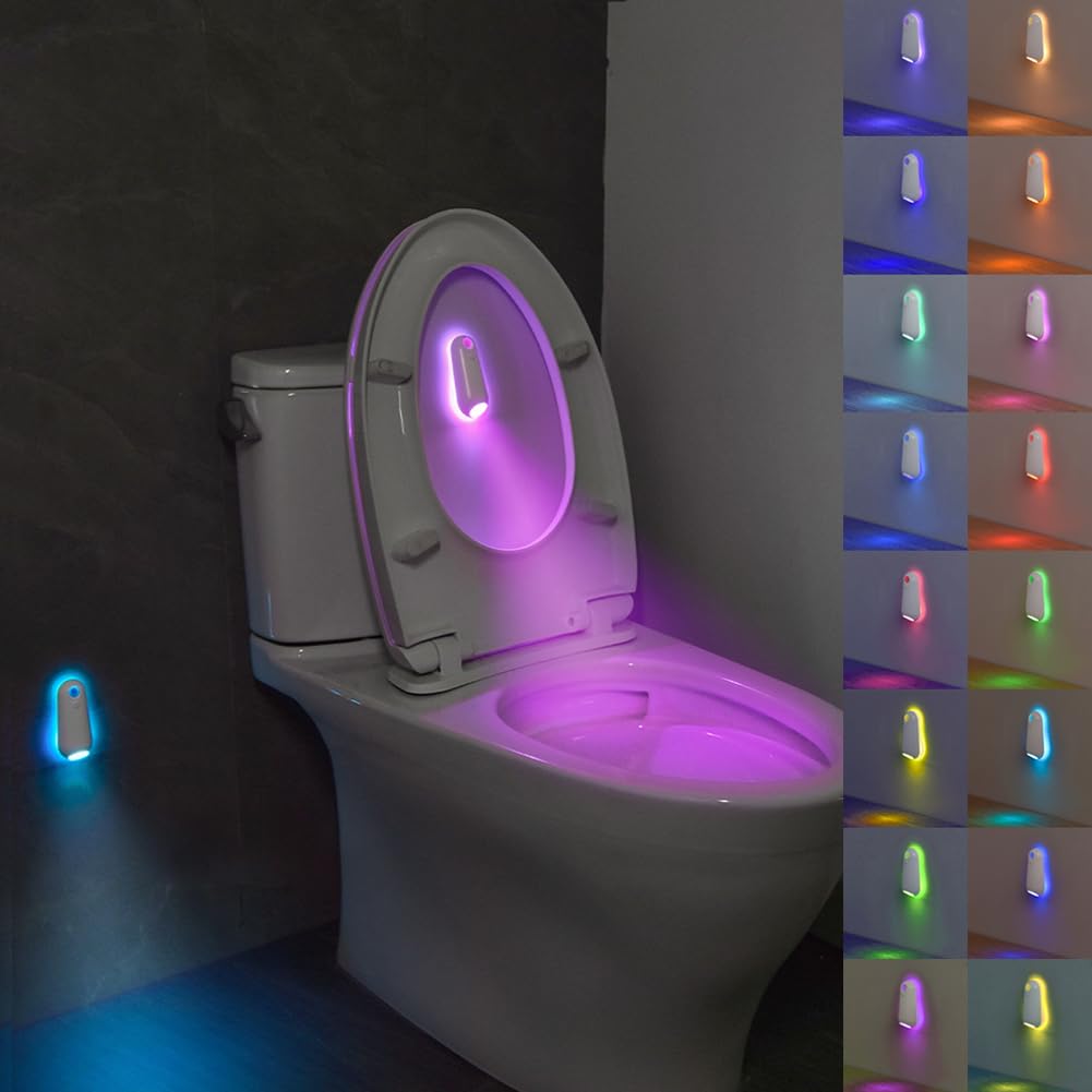 HOTUT Motion Sensor Toilet Night Light, 16 Colors Home Toilet Light ...