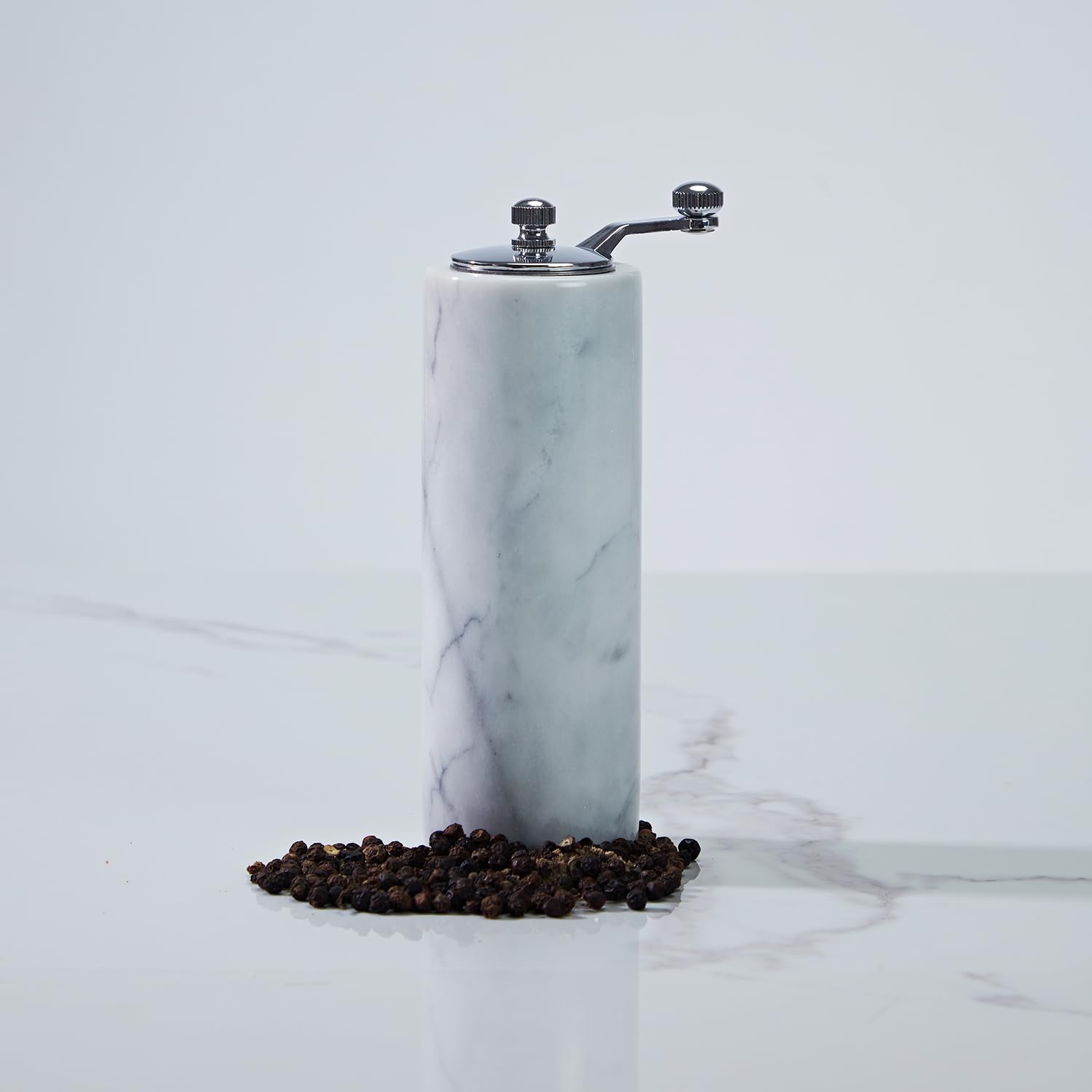 Amazon.com: White Marble Adjustable Grind Pepper Mill with Grey Veining ...
