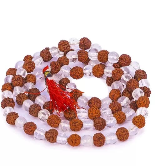 All Stone Rudraksha Sphatik Mala IGL Certified Sfatik Ki Mala Natural ...