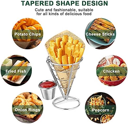 French Fry Stand Cone Basket, Fry Holder Snack Fried Chicken Display ...