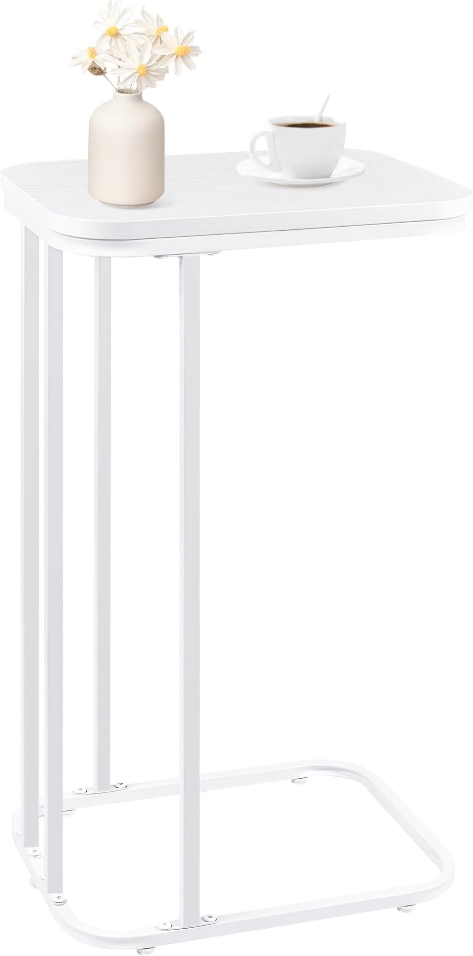 Amazon.com: White Finish Chrome Snack Side End Table : Home & Kitchen
