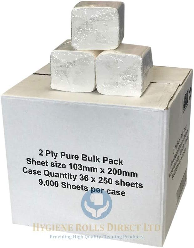 36 x 250 flat interleaved toilet tissue paper bulk pack - 9000 sheets ...