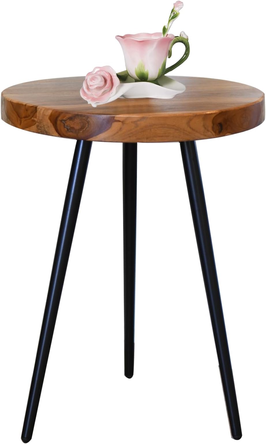 Amazon.com: WELLAND Rustic Old Elm Wood Round End Table with 3-Leg ...