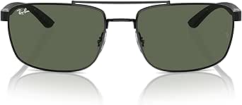 Amazon.com: Ray-Ban RB3737 Rectangular Sunglasses, Black/Dark Green, 60 ...
