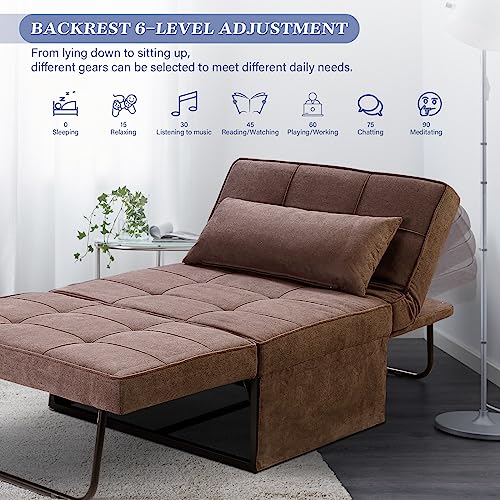 Snapklik.com : Sofa Bed, Convertible Chair 4 In 1 Multi Function Folding Ottoman, Modern Sleeper ...
