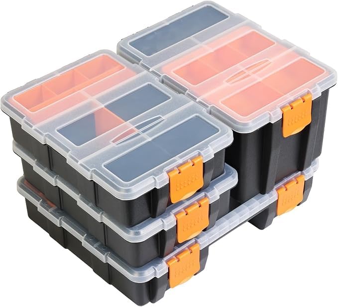 GNOLY Hardware Organizer Box with Dividers, Plastic Tools Storage Box ...