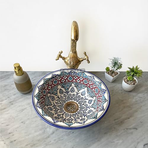 Amazon.com: Ceramic Hand-Painted Bathroom Sink Countertop - Mid Century ...