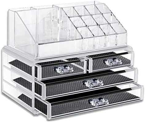 AIBULO Improved Clear Acrylic Cosmetic Organiser with Drawers Makeup ...