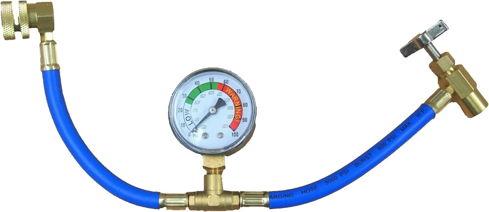 Amazon.com: Self-Sealing R134a A/C Can Tap Gauge Hose Recharge AC ...