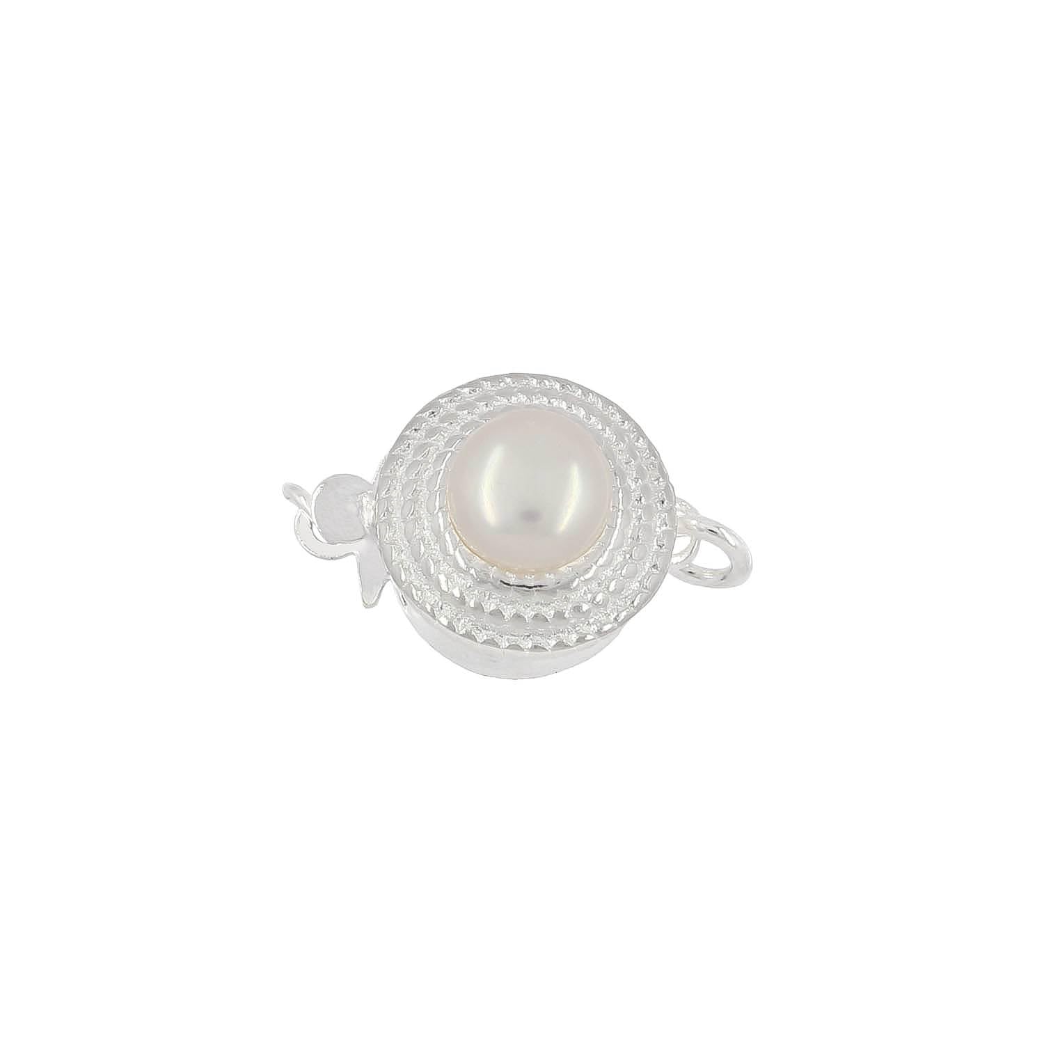 Amazon.com: Genuine Pearl in Sterling Silver 1-Strand Pearl Box Clasp ...