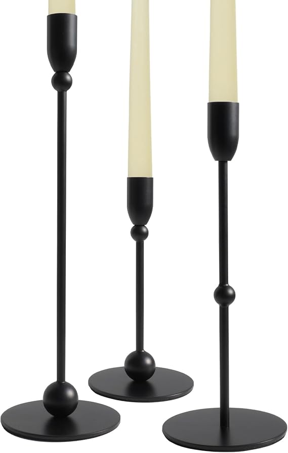 Amazon.com: VROOMIUM Black Candlestick Holders- 3 Pcs Metal Candle ...