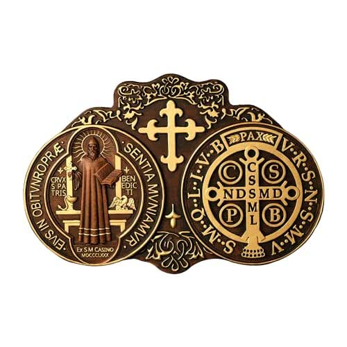 Amazon.com: bgcarpenter Wooden Saint Benedict Plaque, St Benedict Medal ...