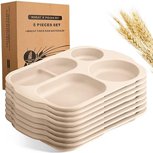 Amazon.com | 8 Pcs Large 12 Inch Unbreakable Divided Plates Section ...