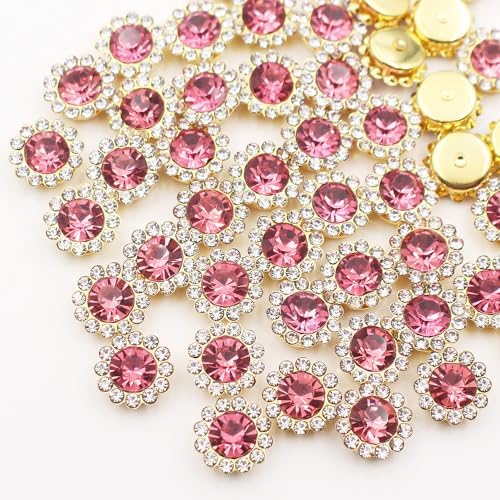Amazon.com: 100 Pcs 12MM Sew on Rhinestones Crystals Glass Metal Base ...