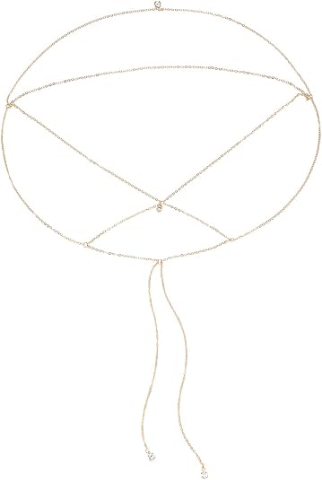 Amazon.com: Olbye Low Back Necklace Crystal Backdrop Necklace Gold Body ...