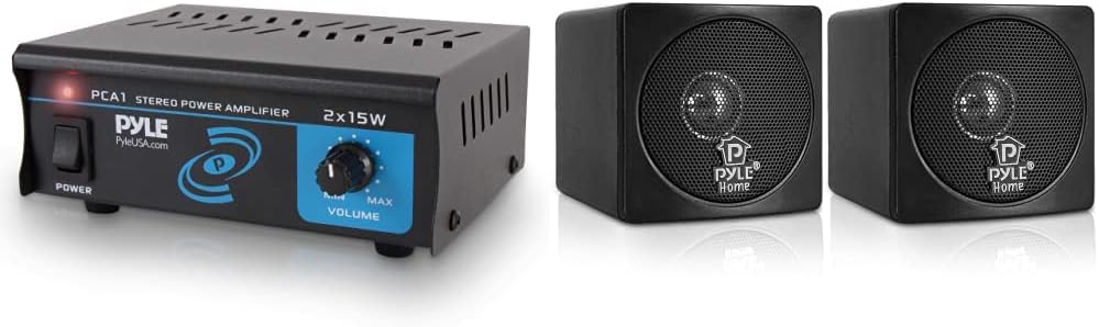 Amazon.com: Pyle 2x15 Watt Stereo Power Amplifier + Pyle Home 3-Inch ...