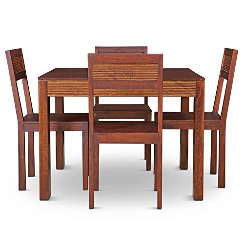 Tezerac Seville Four Seater Dining Table Set (Natural Finish, Brown ...