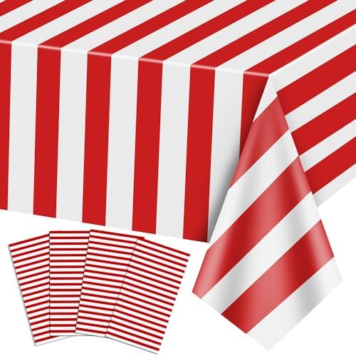 Amazon.com: PIXHOTUL 4 Pieces Carnival Table Cloths, Red and White ...