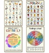 6 Pcs Mental Health posters (12"x18") Therapy Office Decor, Feeling ...