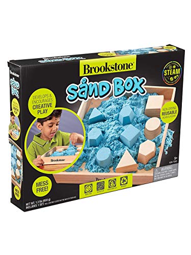 Buy Brookstone Sand Box Kit with Blue Sand, Wood Sand Box Tray and ...