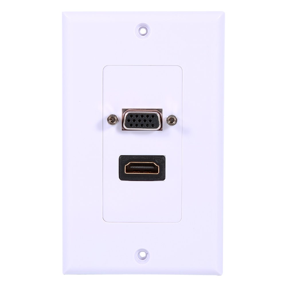 Vga Wall Plate VGA, 3.5mm, Composite RCA Feed Thru Wall Plate