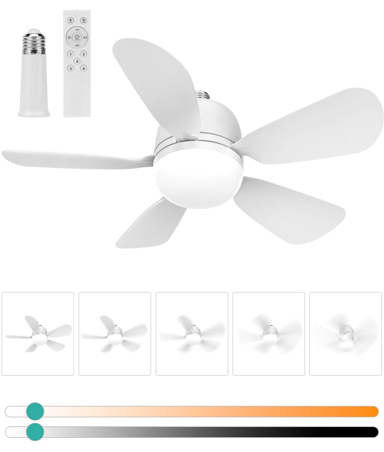 Amazon.com: HK Socket Fan Light Small Ceiling Fan with Light and Remote ...