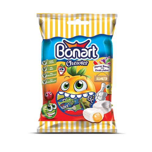 Amazon.com : Bonart Chewies Fruit Juice Flavored Candy 3.2 oz. Bag (1 ...