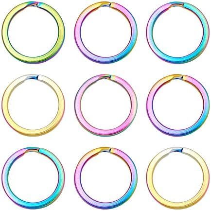 Amazon.com: Sunmns 1 Inch Flat Key Chain Ring Metal Split Keychain ...