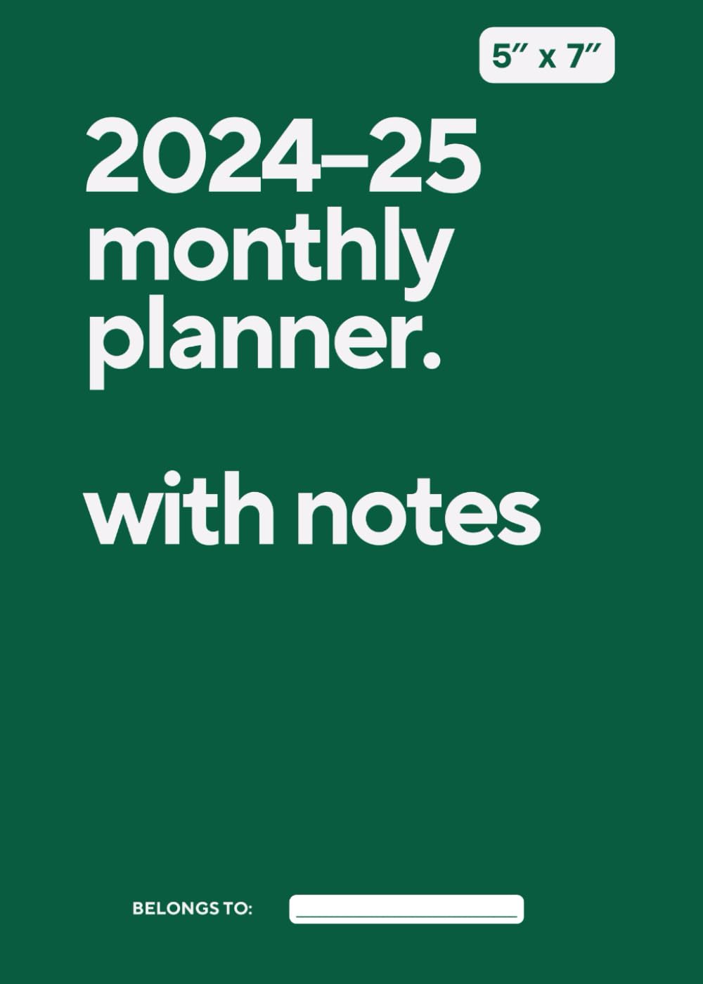 Amazon.com: 2024-2025 Monthly Calendar Planner 5x7, with Notes Pages: 2 ...