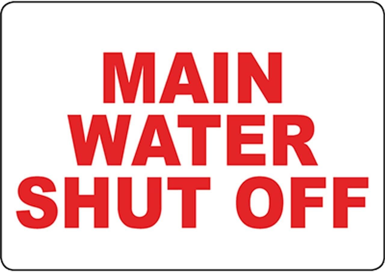 Amazon.com : Main Water Shut Off Sign Safety Signs Fire Safety Signs ...