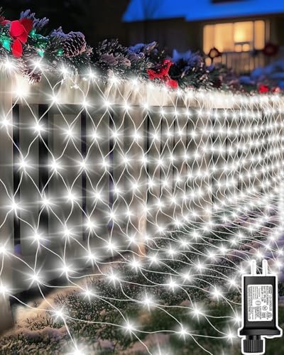 Coroor Christmas Net Lights 9.8ft x 6.6ft, 200 LED Outdoor Mesh Lights ...