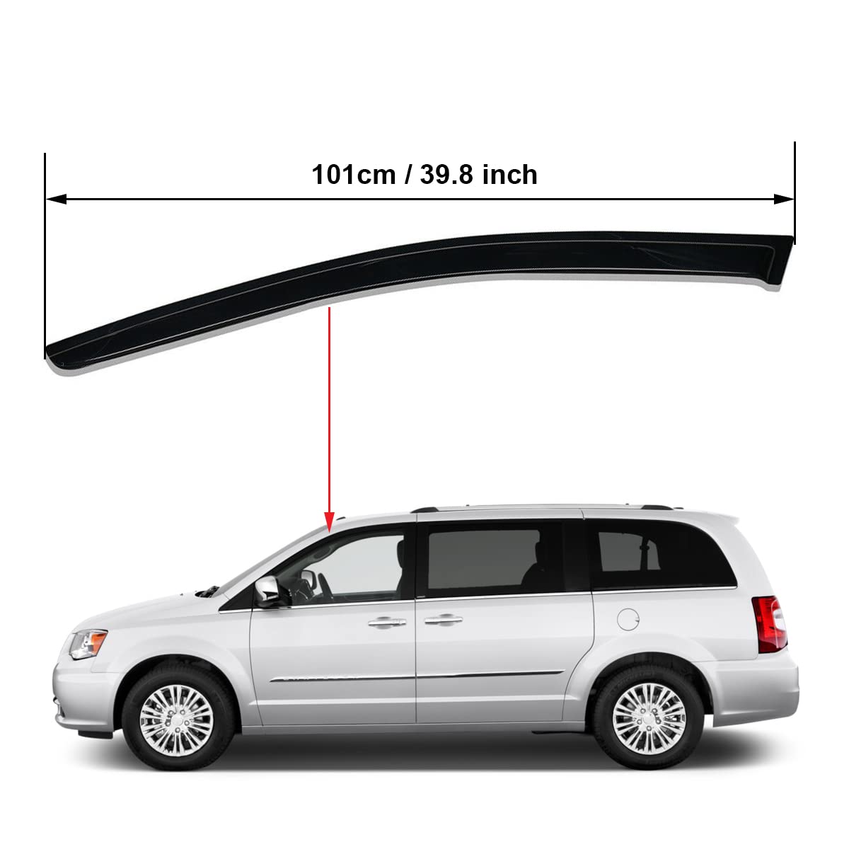 Lightronic WV92908 Tape-on Side Window Visor Deflector Rain Guard, Dark ...