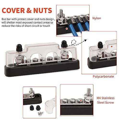 100 Amp Busbar Power Terminal Blocks with 5 x 8/32 Terminals, 2 x 3/16 ...