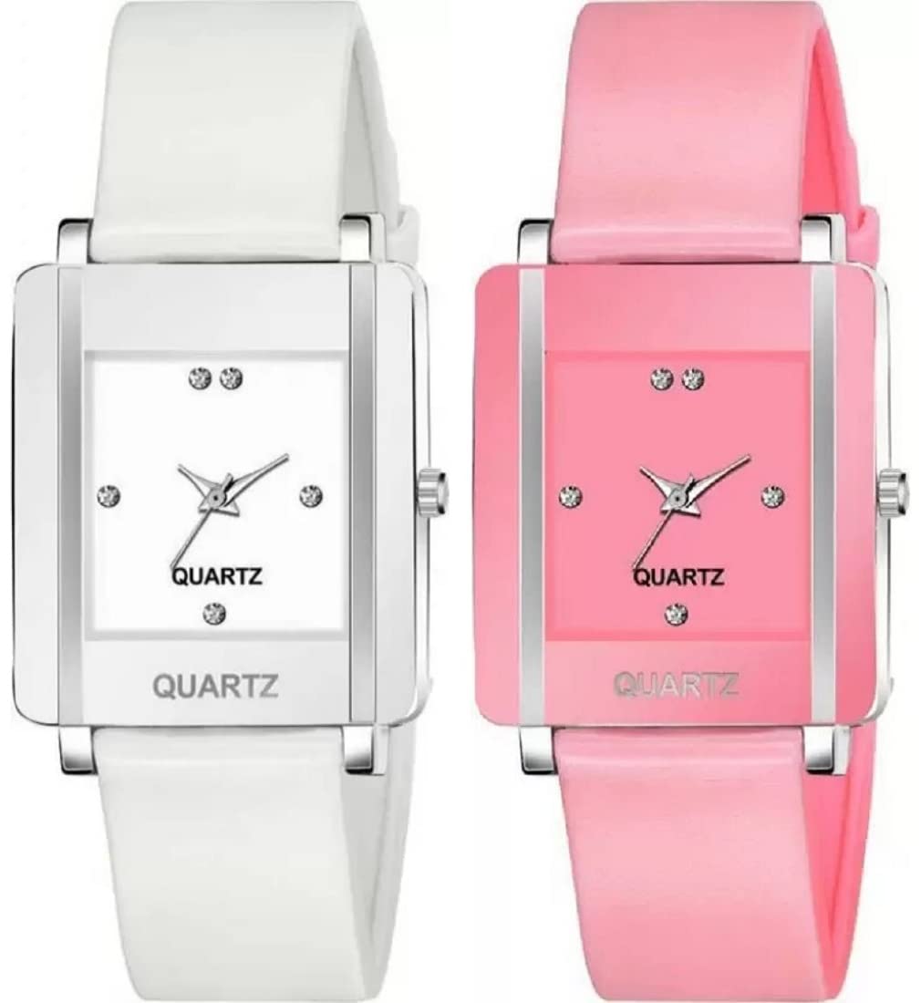 Acnos Polyurethane Premium Brand White Dial And Pink Square Analog ...