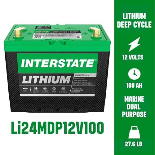Interstate Batteries 12V 100Ah Group Size 24M Lithium Marine Dual ...