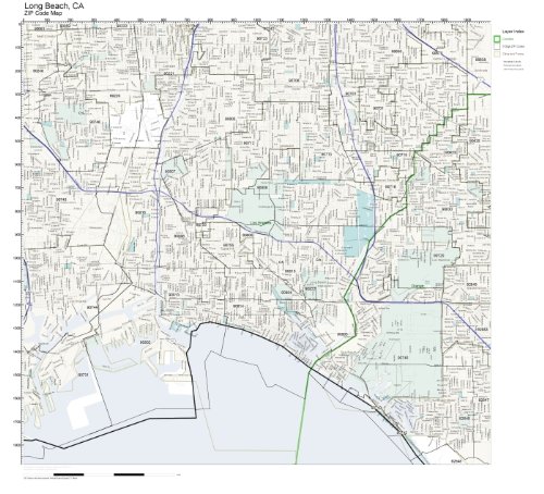 Amazon.com : ZIP Code Wall Map of Long Beach, CA ZIP Code Map Not ...