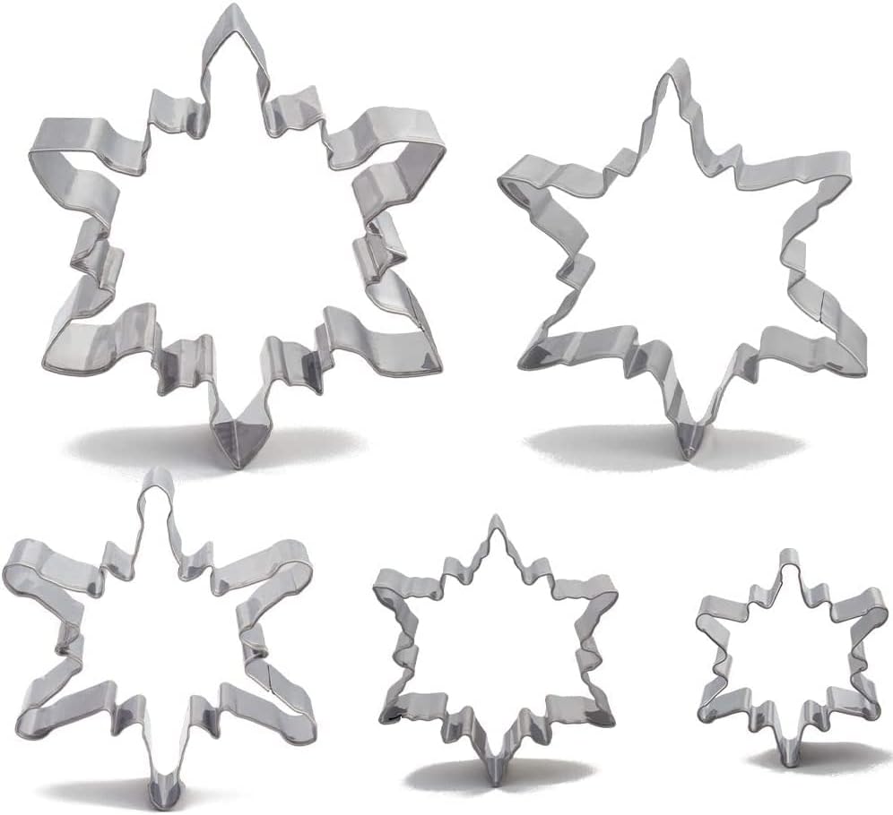 Snowflake Cookie Cutter Set Christmas Snowflake 5 Piece 4.25'',4'',3.5 ...