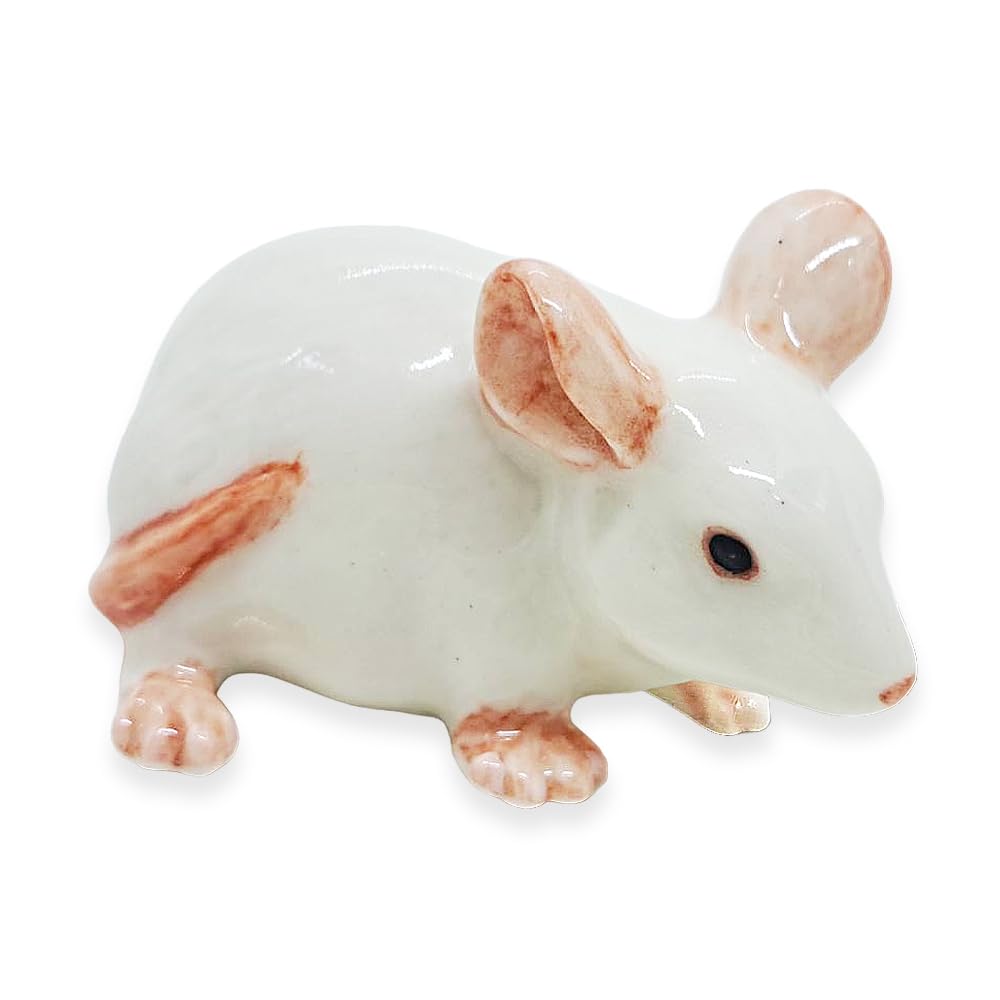 Amazon.com: WitnyStore Tiny 2" White Mouse Crouching Look Right ...