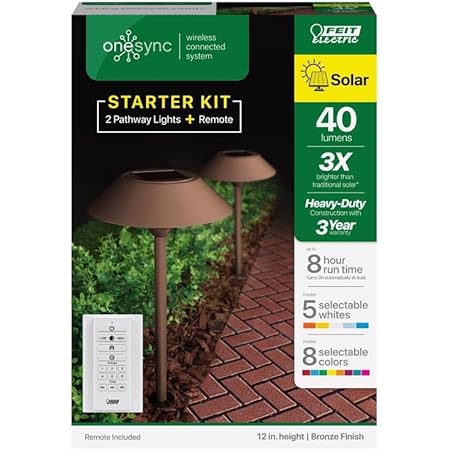 Feit Electric OneSync Bronze Solar Powered 40 W LED Pathway Light 2 pk ...